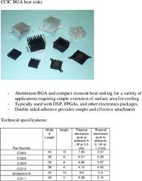 CCI08, Heat Sink, BGA, FPGAs, Double Sided Adhesive, 9.51 °C/W, BGA, 28 ...